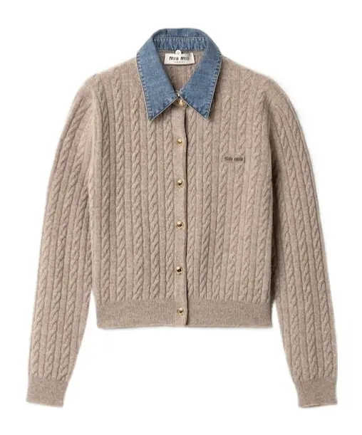 Miu Miu Wool And Cashmere Cardigan - Grey