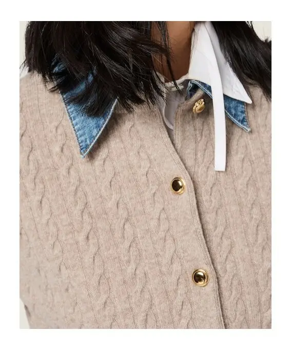 Miu Miu Wool And Cashmere Cardigan - Grey