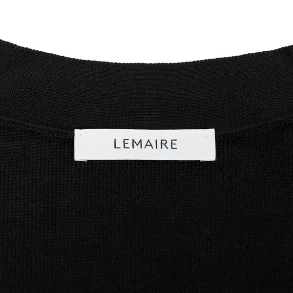 LEMAIRE Long Sleeved V-neck Cardigan With Ribbed Details - Black