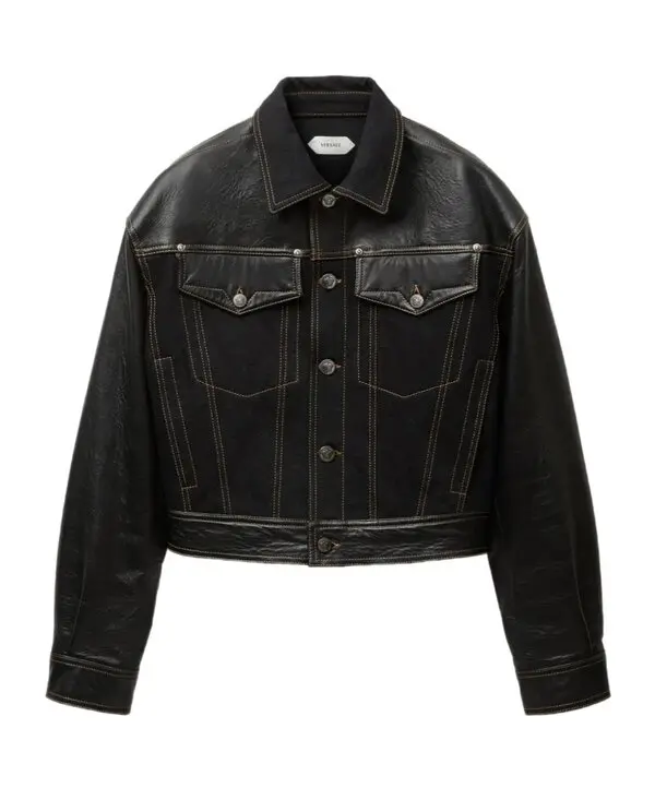 Versace Contrast-panel Button-up Jacket - Black