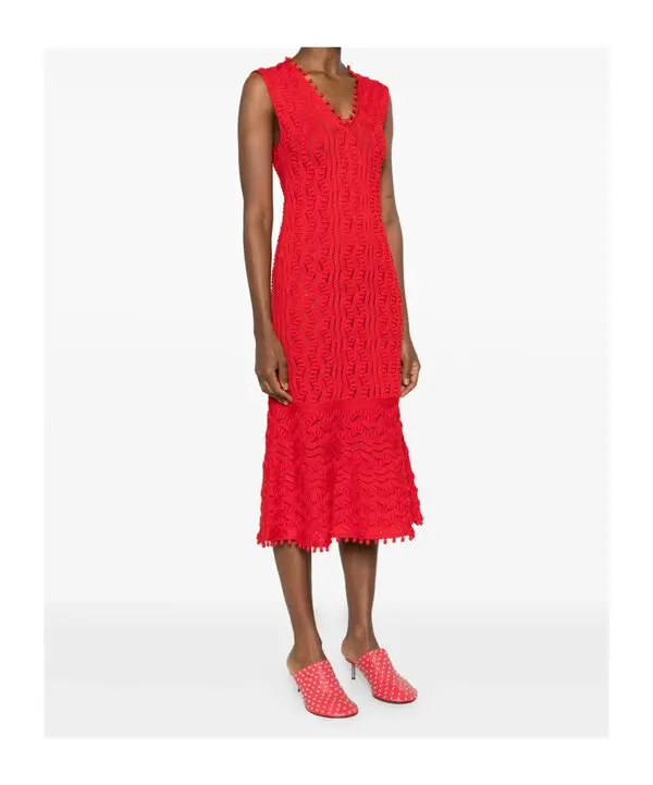 JIL SANDER V-neck Sleeveless Knitted Dress