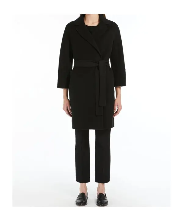 Max Mara Arona Belted Cocoon-fit Coat - Black