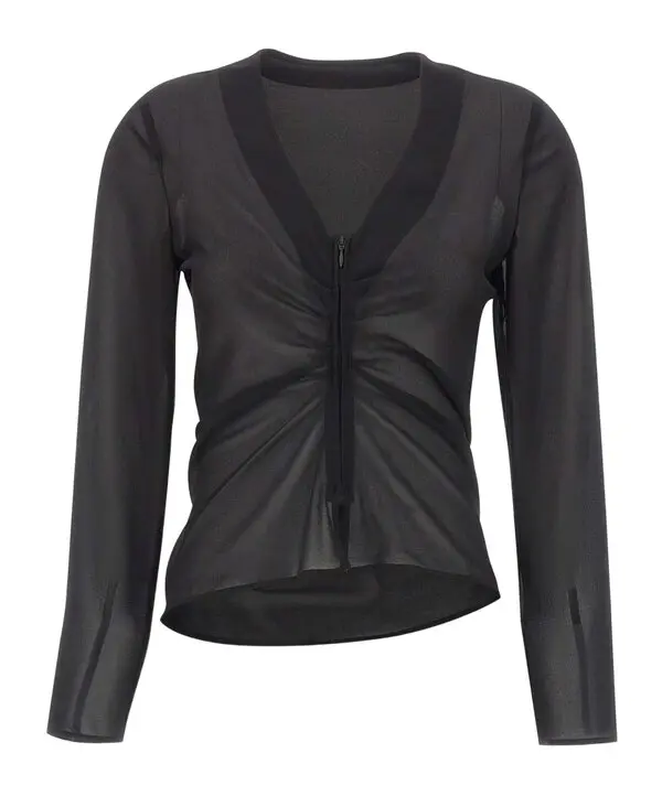 MAISON MARGIELA Gathered Chiffon V-neck Top