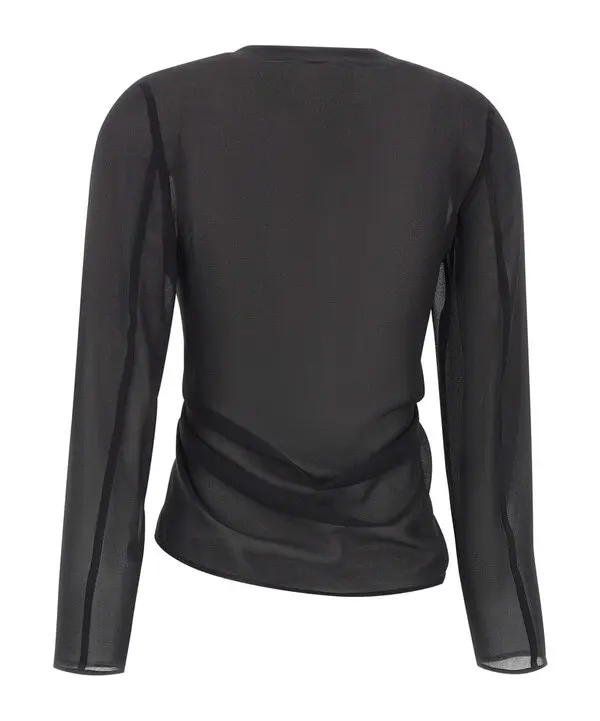 MAISON MARGIELA Gathered Chiffon V-neck Top
