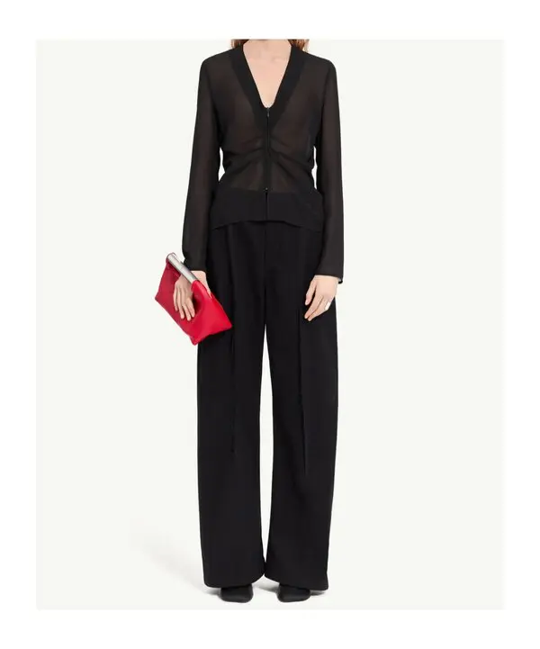 MAISON MARGIELA Gathered Chiffon V-neck Top