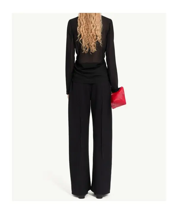 MAISON MARGIELA Gathered Chiffon V-neck Top