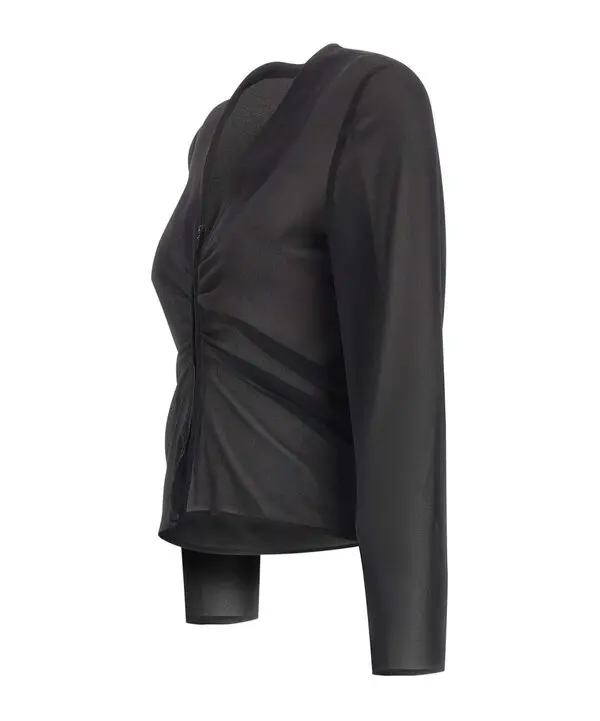 MAISON MARGIELA Sheer Gathered V-neck Top