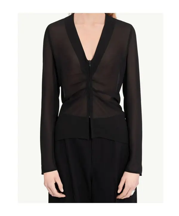 MAISON MARGIELA Sheer Gathered V-neck Top