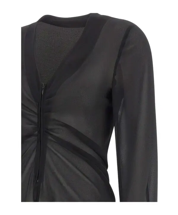 MAISON MARGIELA Sheer Gathered V-neck Top