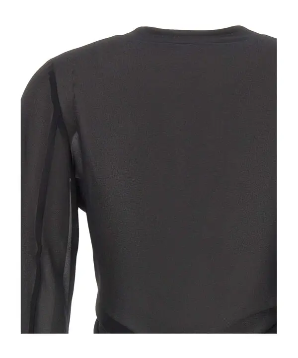 MAISON MARGIELA Sheer Gathered V-neck Top