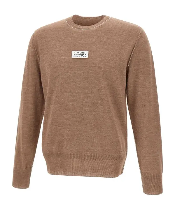 MAISON MARGIELA Contrasting Stitch Numeric Logo Sweater - Brown