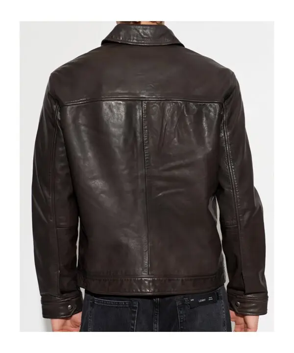 ALLSAINTS Collared Long-sleeved Leather Jacket