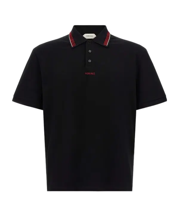 Versace Embroidered-logo Cotton Piqué Polo