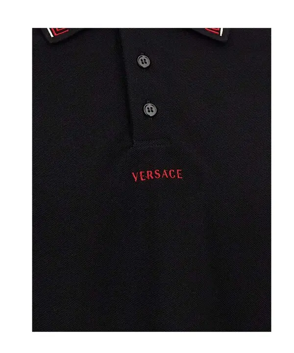 Versace Embroidered-logo Cotton Piqué Polo