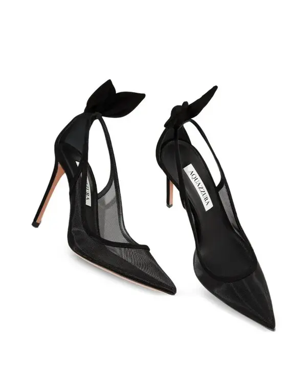 AQUAZZURA Bow Tie Mesh Heeled Pumps