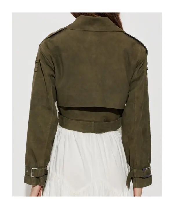 ALLSAINTS Ophelia Cropped Jacket - Caledone Green