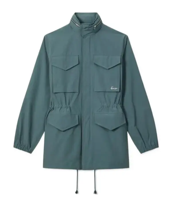 Kenzo Mid-length Windbreaker With Drawstring Waist And Pocket Design