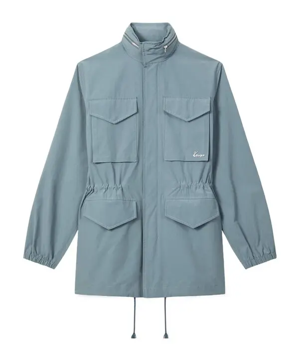 Kenzo Mid-length Drawstring Waist Windbreaker Jacket - Anthracite