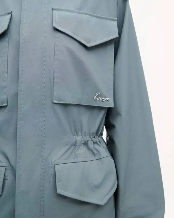 Kenzo Mid-length Drawstring Waist Windbreaker Jacket - Anthracite