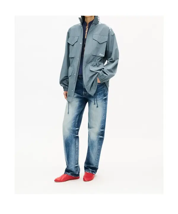 Kenzo Mid-length Drawstring Waist Windbreaker Jacket - Anthracite
