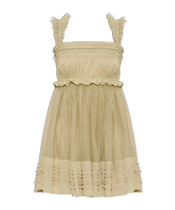 ALLSAINTS Angela Ruffled Mini Dress - Hazegreen