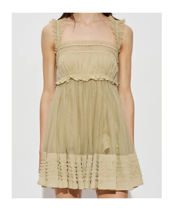 ALLSAINTS Angela Ruffled Mini Dress - Hazegreen
