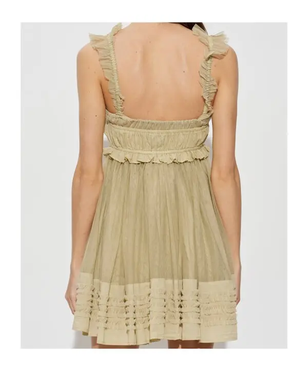 ALLSAINTS Angela Ruffled Mini Dress - Hazegreen