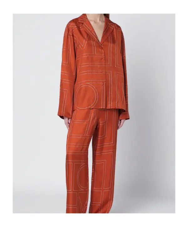 TOTEME Monogram Silk Pajama Shirt