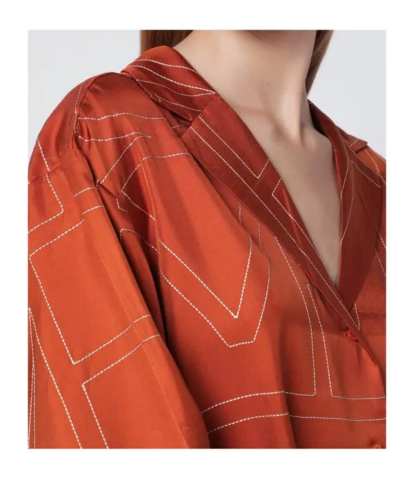 TOTEME Monogram Silk Pajama Shirt