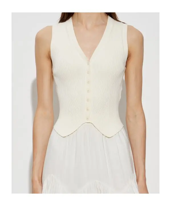 ALLSAINTS Cruza Ribbed Button Knitted Top