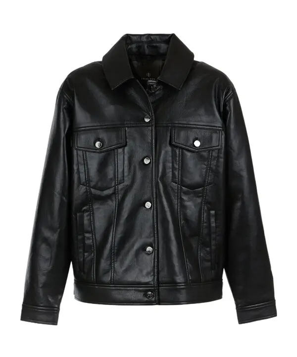ANINE BING Lapel Leather Jacket - Black