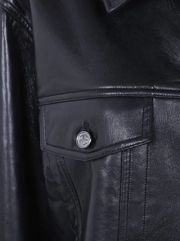 ANINE BING Leather Straight Hem Jacket