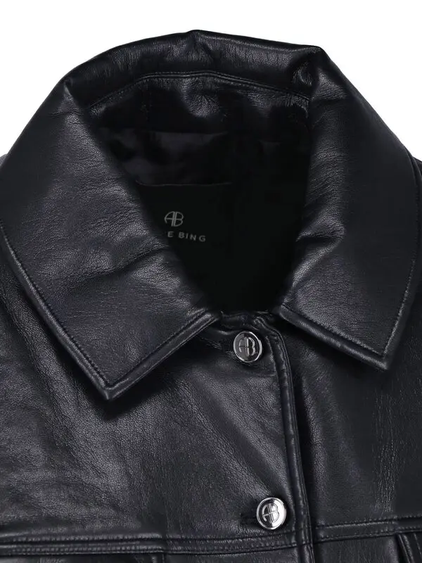 ANINE BING Leather Straight Hem Jacket