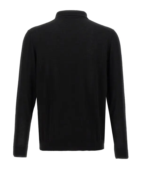 Kiton Long Sleeved Zipped Knitted Polo Shirt - Black