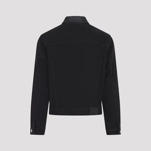 Bottega Veneta Faded Denim Jacket With Braided Leather Collar