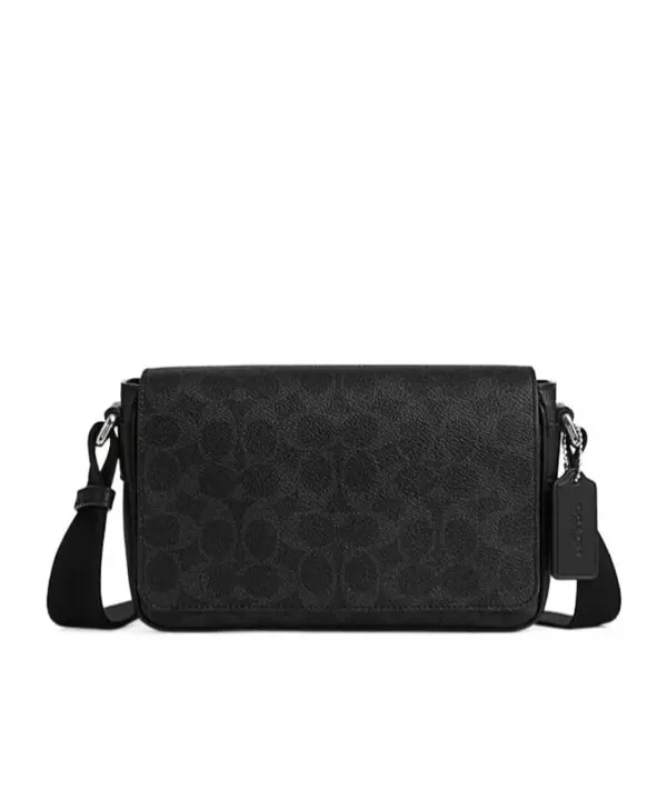 COACH Jack Small Flap Crossbody Bag In Signature Canvas - Black