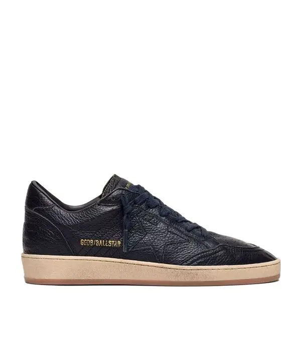 GOLDEN GOOSE Ball Star Navy Leather Sneakers - Black