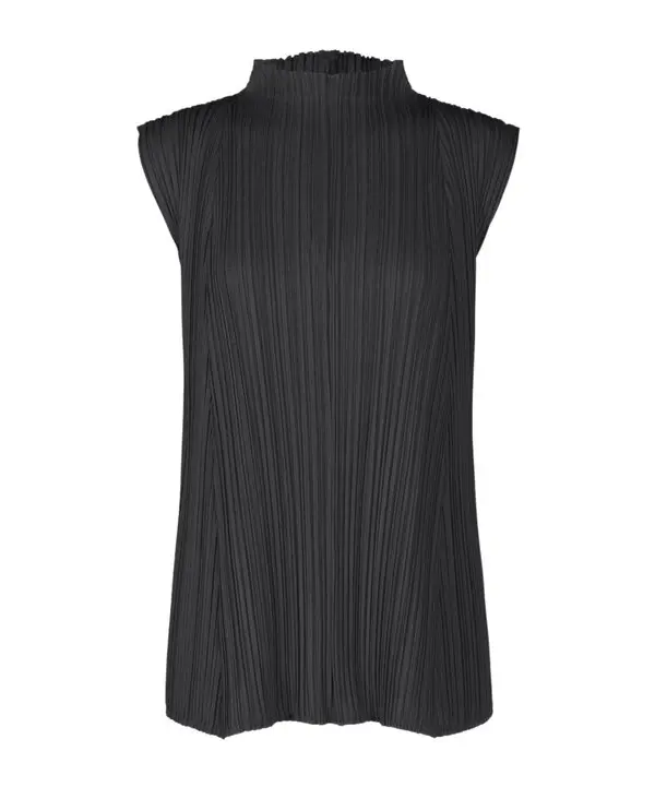 PLEATS PLEASE BY ISSEY MIYAKE High-neck Sleeveless Top - Black