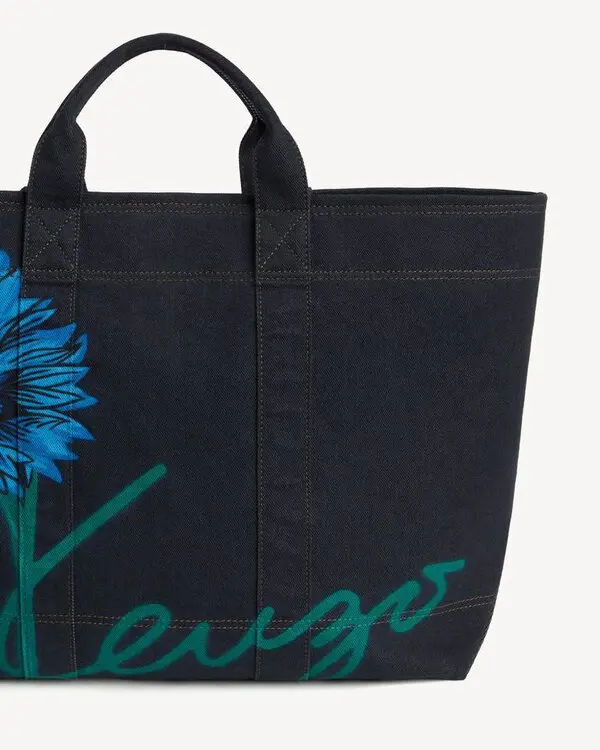 Kenzo Tulip' Large Tote Bag In Denim-like Twill