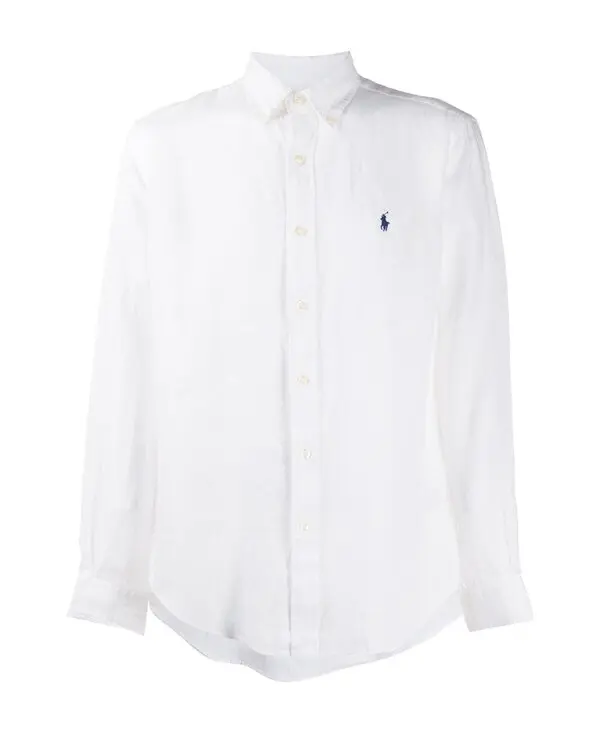 Polo Ralph Lauren Logo Embroidered Long-sleeved Shirt - White
