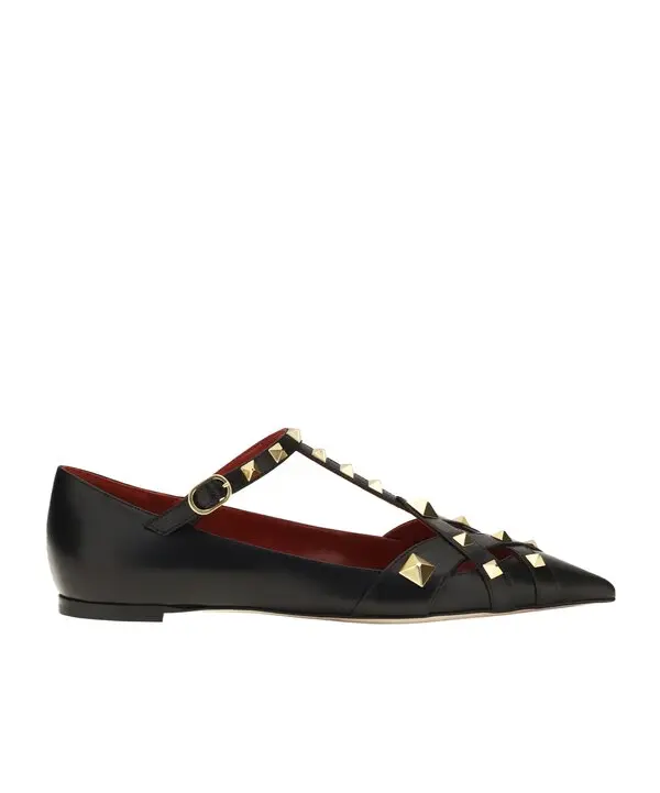 Valentino Garavani Rockstud Pointed Toe Flat Shoes