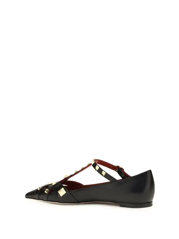 Valentino Garavani Rockstud Pointed Toe Flat Shoes