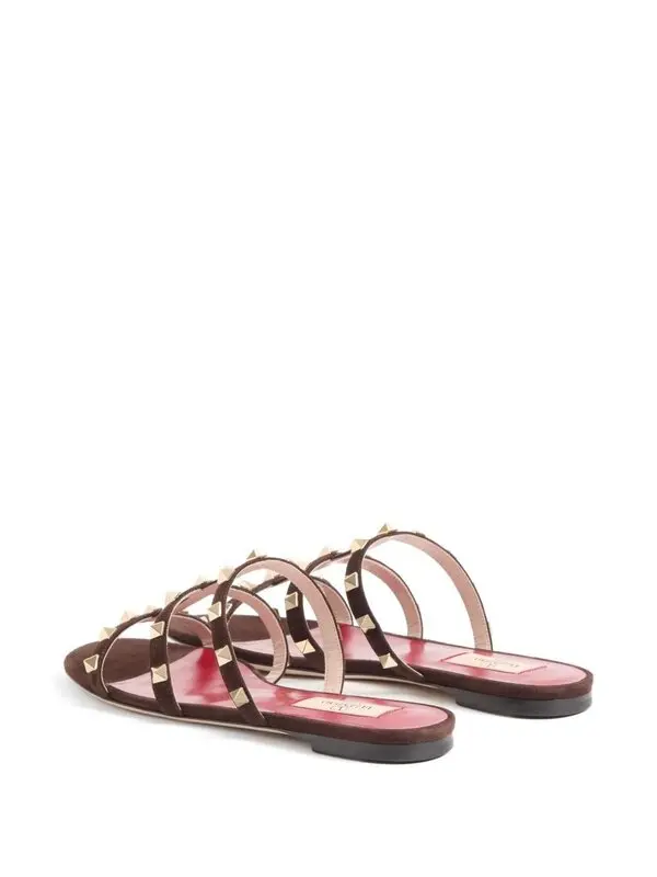 Valentino Garavani Rockstud Slide Sandals In Suede 05mm