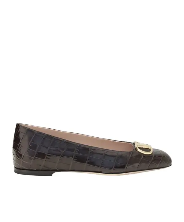 Valentino Garavani Vlogo Signature Embossed Ballet Flats - Black