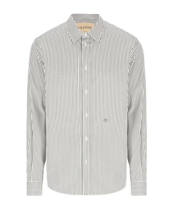 Valentino Garavani Vlogo Embroidered Striped Shirt - No