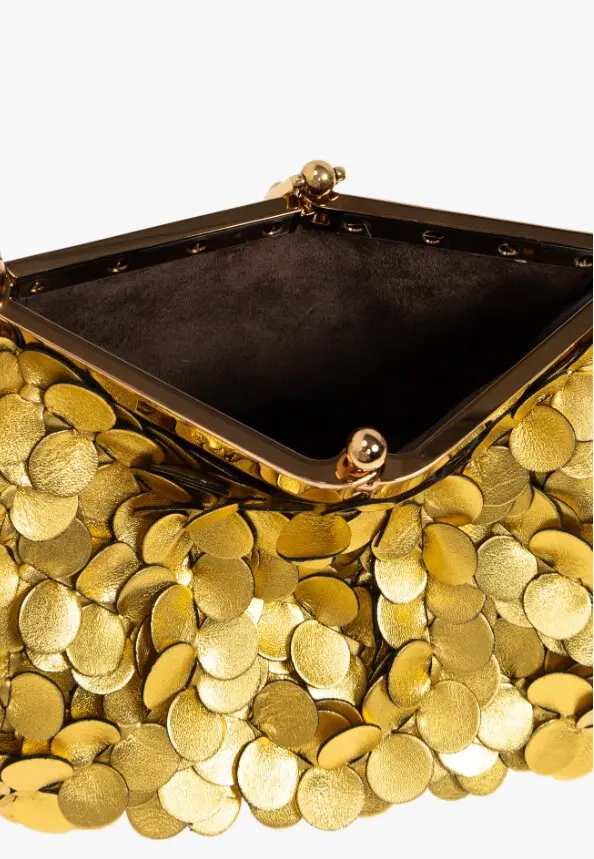Etro Vela Sequin Embellished Small Shoulder Bag - Gold