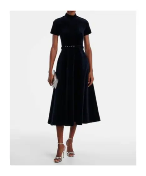 EMILIA WICKSTEAD Camilla Cotton Velvet Midi Dress - Black