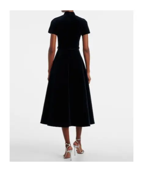 EMILIA WICKSTEAD Camilla Cotton Velvet Midi Dress - Black