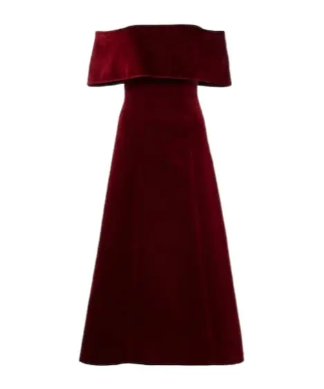 EMILIA WICKSTEAD Carita Off-shoulder Cotton Velvet Midi Dress - Brown