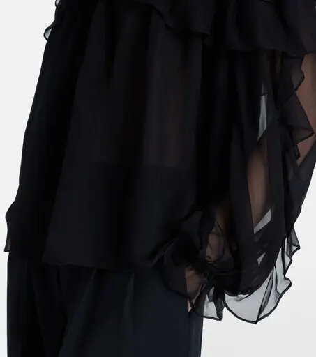 Carolina Herrera Off-the-shoulder Silk Tulle Top With Ruffle Trim